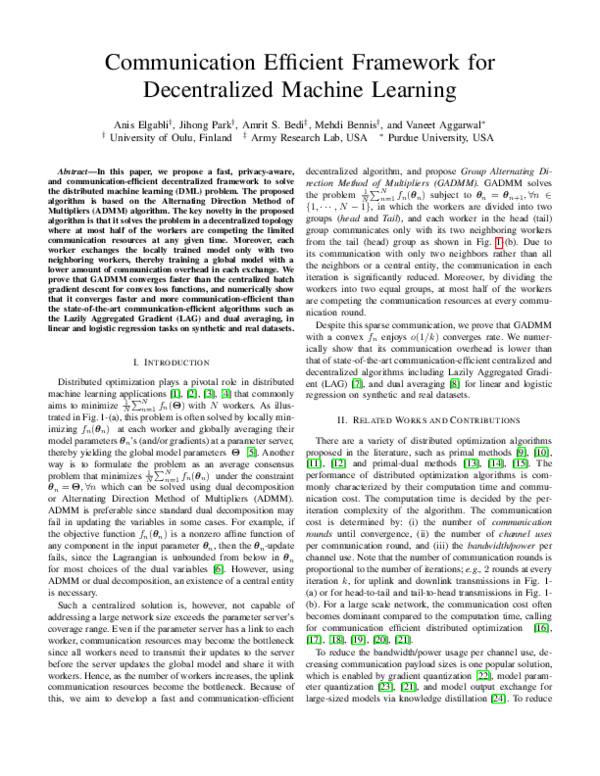 Pdf Communication Efficient Framework For Decentralized Machine Learning