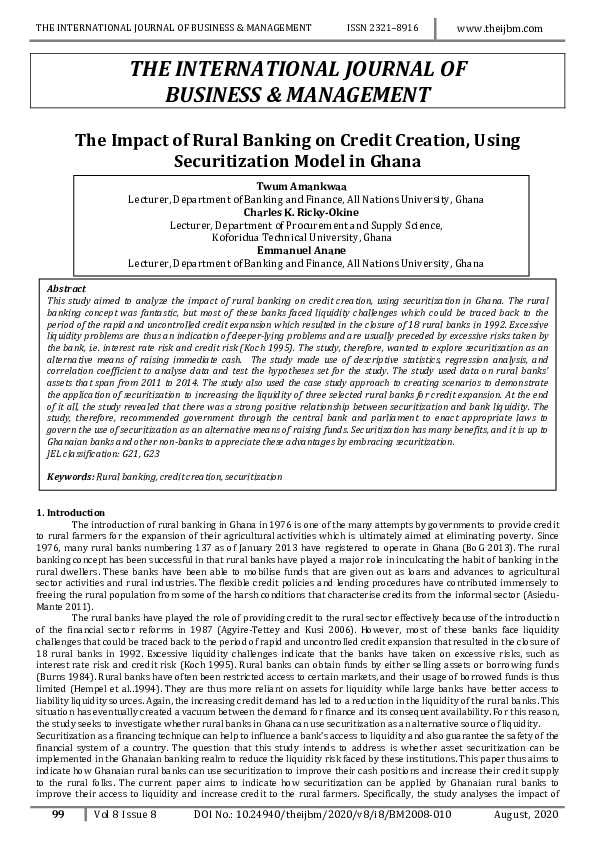 (PDF) The Impact of Rural Banking on Credit Creation, Using ...