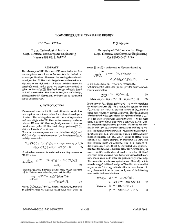 (PDF) Low-order IIR filter bank design
