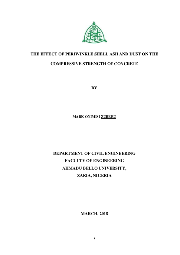 (PDF) The Effect of Periwinkle Shell Ash and Dust on the Compressive ...