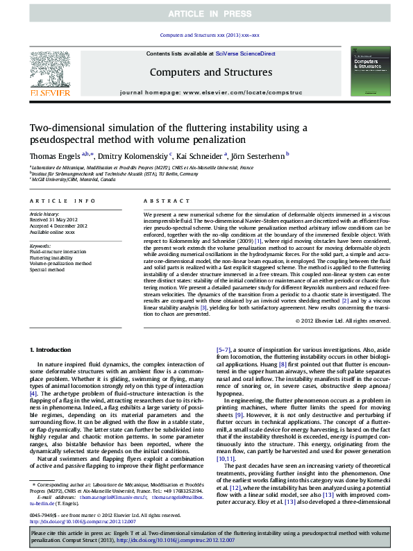 (PDF) Two-dimensional simulation of the fluttering instability using a ...