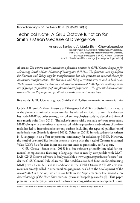 (PDF) Technical Note: A GNU Octave function for Smith's Mean Measure of ...