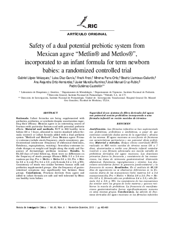 (PDF) Safety of a dual potential prebiotic system from Mexican agave ...