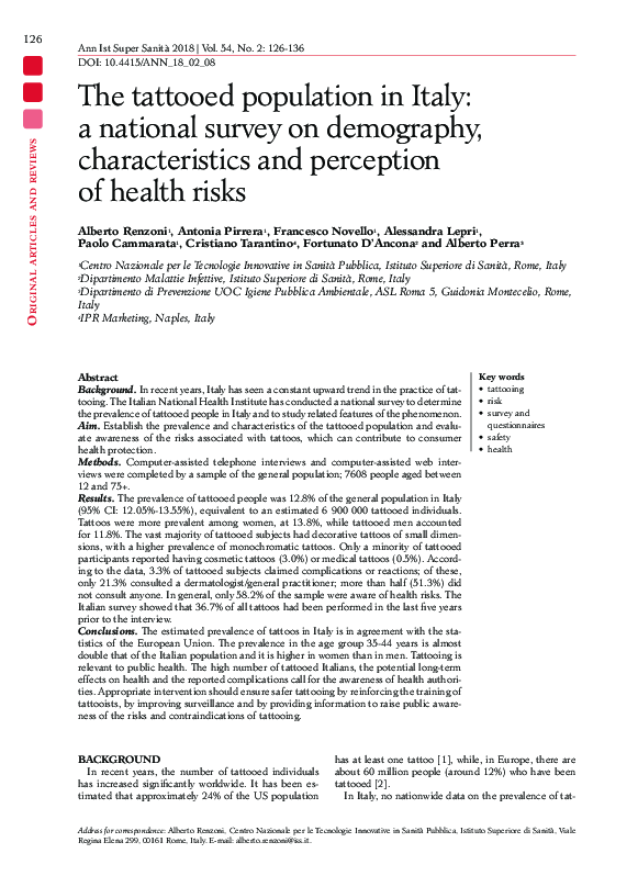 (PDF) The tattooed population in Italy: a national survey on demography ...