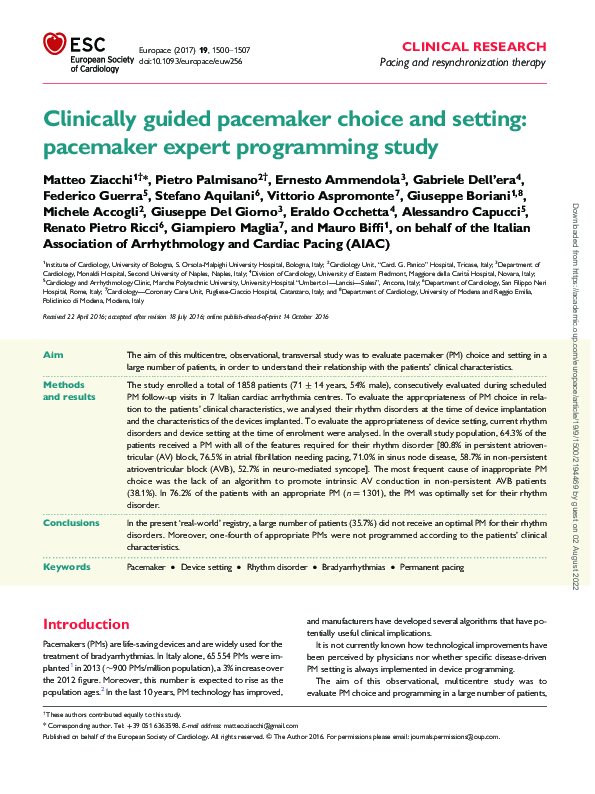 (PDF) Clinically guided pacemaker choice and setting: pacemaker expert ...