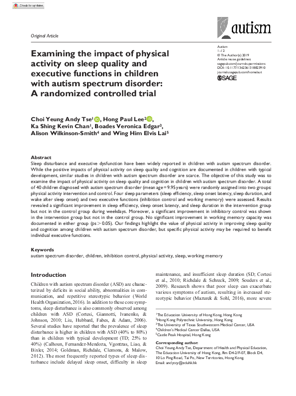 (PDF) Examining the impact of physical activity on sleep quality and executive functions in ...