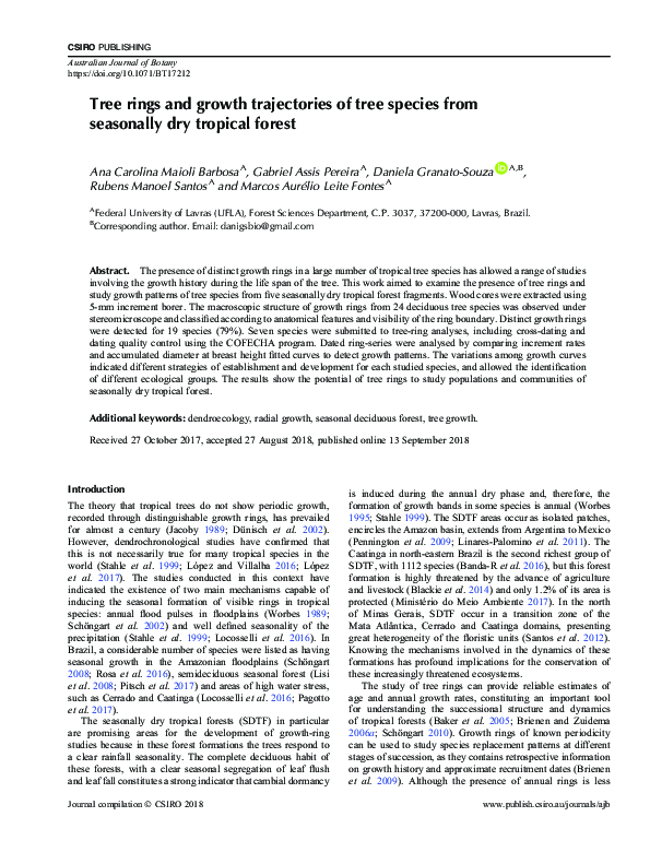 (PDF) Tree rings and growth trajectories of tree species from ...
