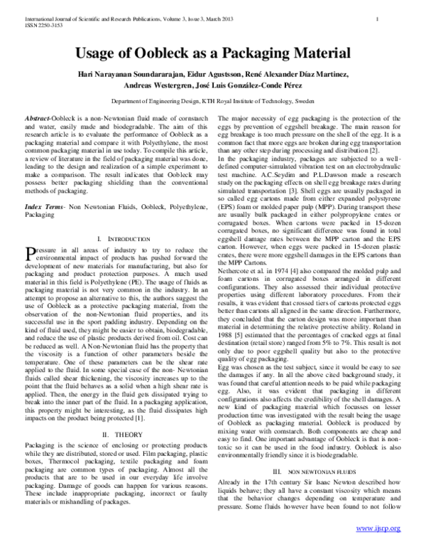 (PDF) Usage of Oobleck as a Packaging Material