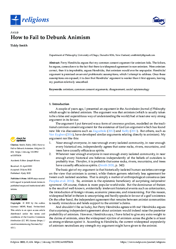 (PDF) How to Fail to Debunk Animism