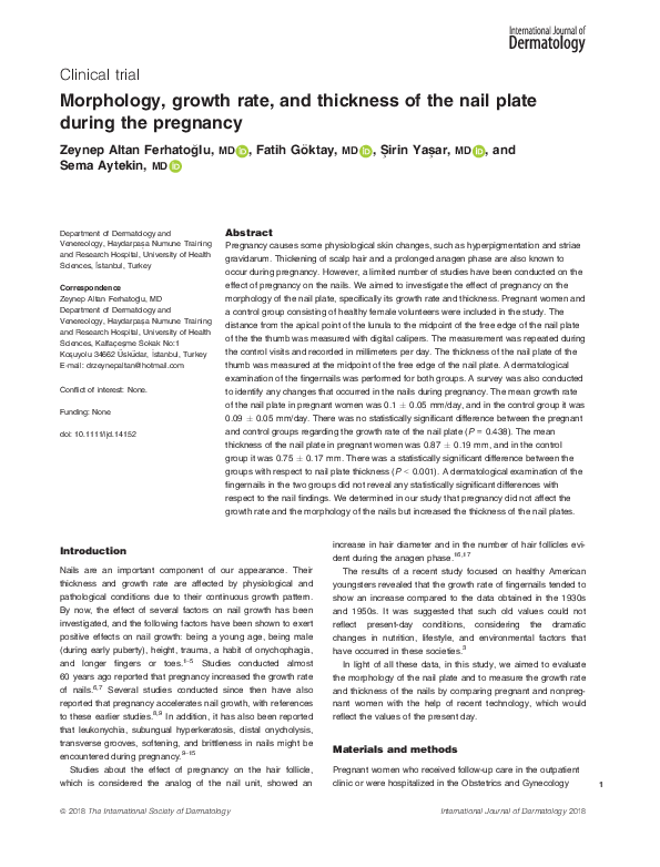 (PDF) Morphology, growth rate, and thickness of the nail plate during ...