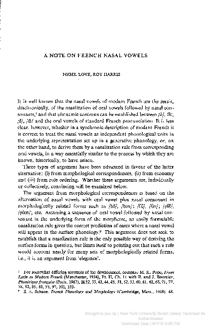 (PDF) A Note on French Nasal Vowels