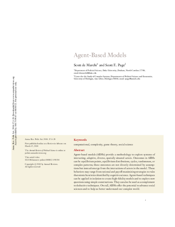 (PDF) Agent-Based Models