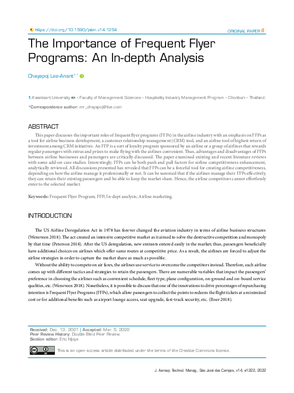 (PDF) The Importance of Frequent Flyer Programs: An In-depth Analysis