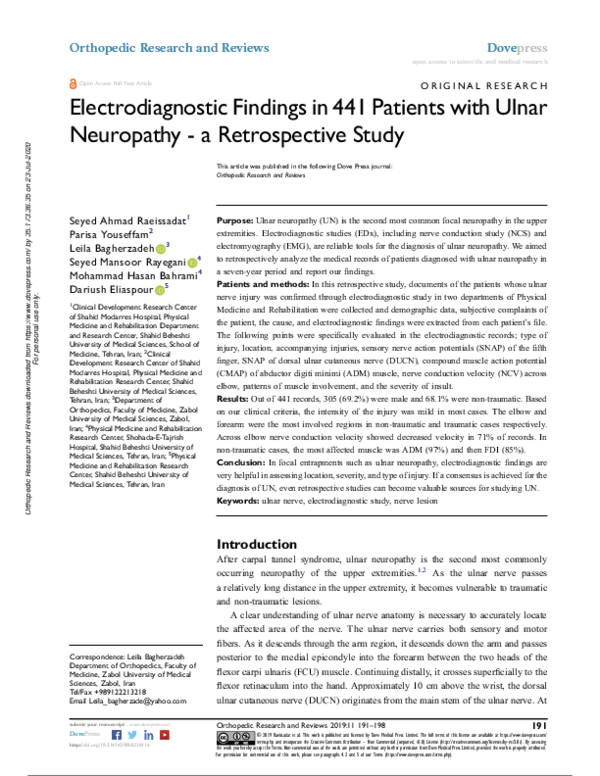 (PDF) Electrodiagnostic Findings in 441 Patients with Ulnar Neuropathy ...