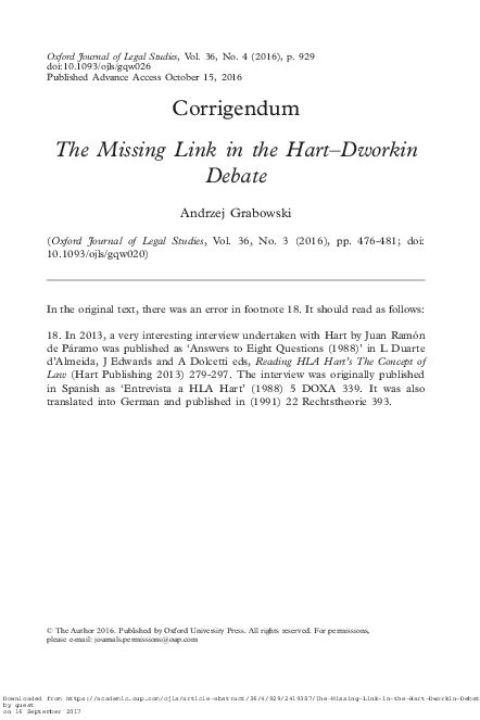 (PDF) The Missing Link in the Hart–Dworkin Debate