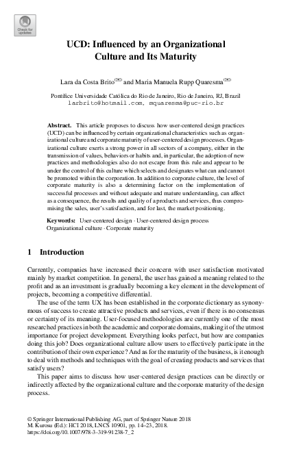 (PDF) UCD: Influenced by an Organizational Culture and Its Maturity