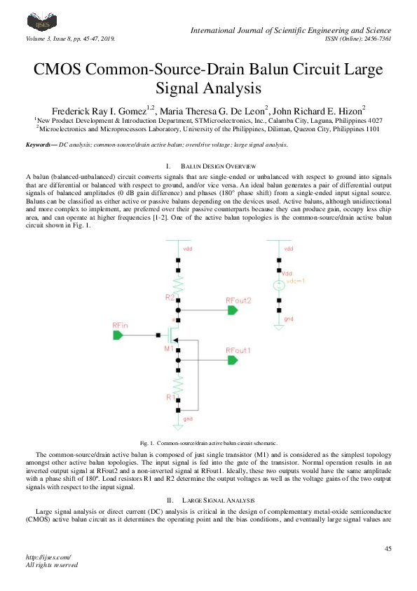 (PDF) CMOS Common-Source-Drain Balun Circuit Large Signal Analysis