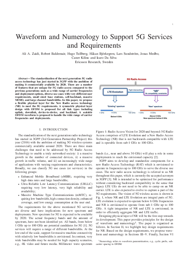 (PDF) Waveform and Numerology to Support 5G Services and Requirements