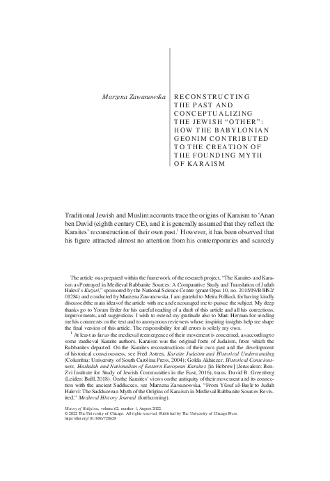 (PDF) Reconstructing the Past and Conceptualizing the Jewish Other: How ...