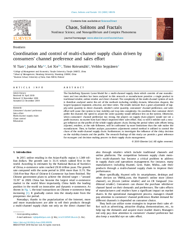 (PDF) Coordination and control of multi-channel supply chain driven by ...