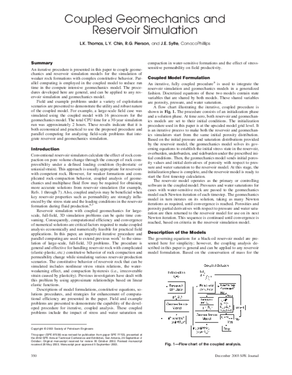 (PDF) Coupled Geomechanics and Reservoir Simulation
