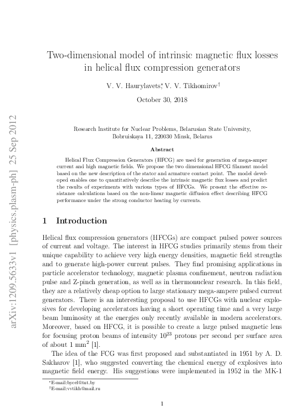 (PDF) Two-dimensional model of intrinsic magnetic flux losses in ...