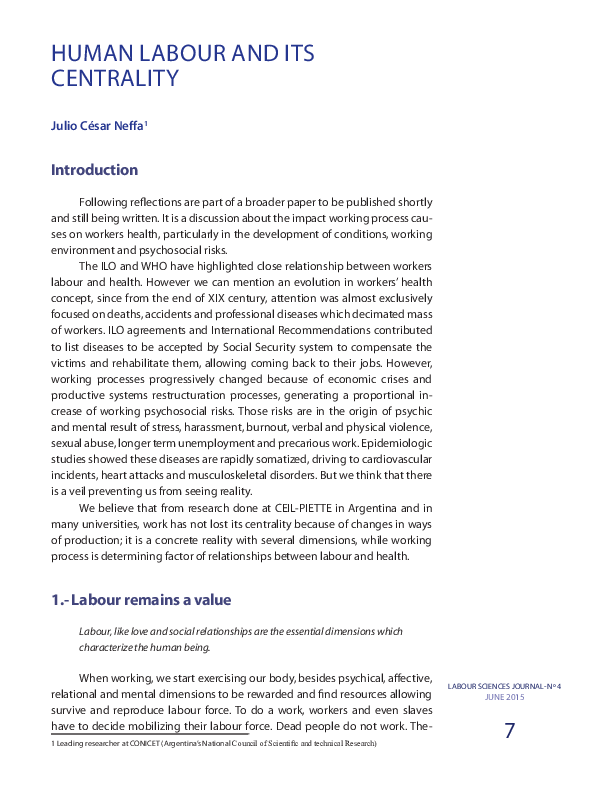 (PDF) Human labour and its centrality