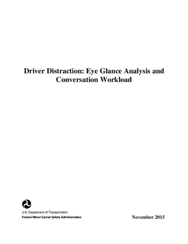 (PDF) Driver Distraction: Eye Glance Analysis and Conversation Workload