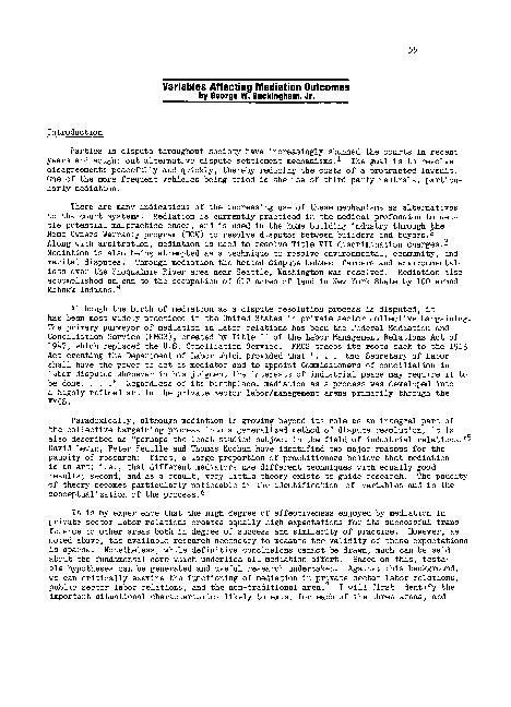 (PDF) Variables Affecting Mediation Outcomes