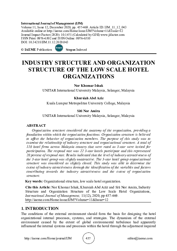 (PDF) Industry Structure and Organization Structure of the Low Scale ...