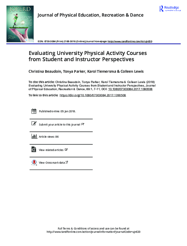 (PDF) Evaluating University Physical Activity Courses from Student and ...