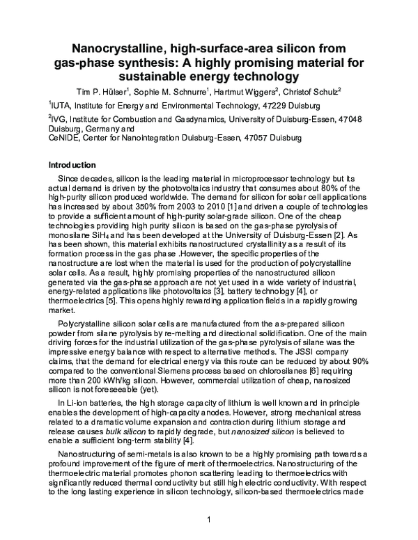 (PDF) Nanocrystalline, high-surface-area silicon from gas-phase ...