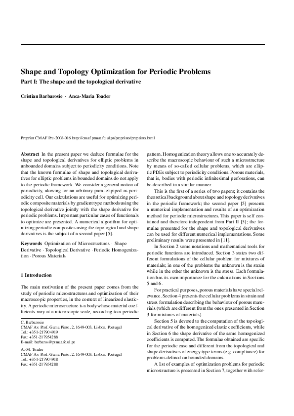 (PDF) Shape and topology optimization for periodic problems
