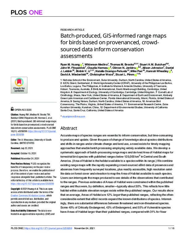 (PDF) Batch-produced, GIS-informed range maps for birds based on ...