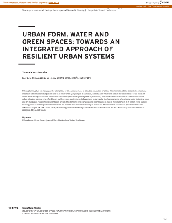 (PDF) Urban Form, Water and Green Spaces: Towards an Integrated aproach ...