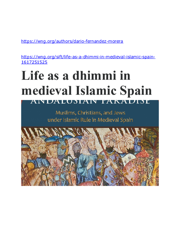 (DOC) Marvin Olasky LIFE AS A DHIMMI IN MEDIEVAL ISLAMIC SPAIN