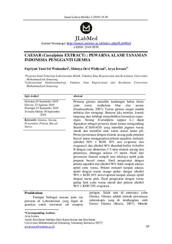(PDF) CAESAR (Caesalpinia EXTRACT) : PEWARNA ALAMI TANAMAN INDONESIA ...