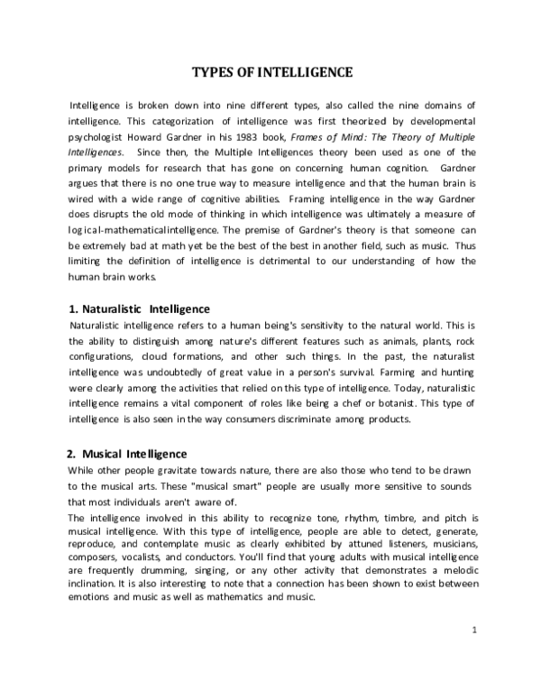 (PDF) Types of intelligence