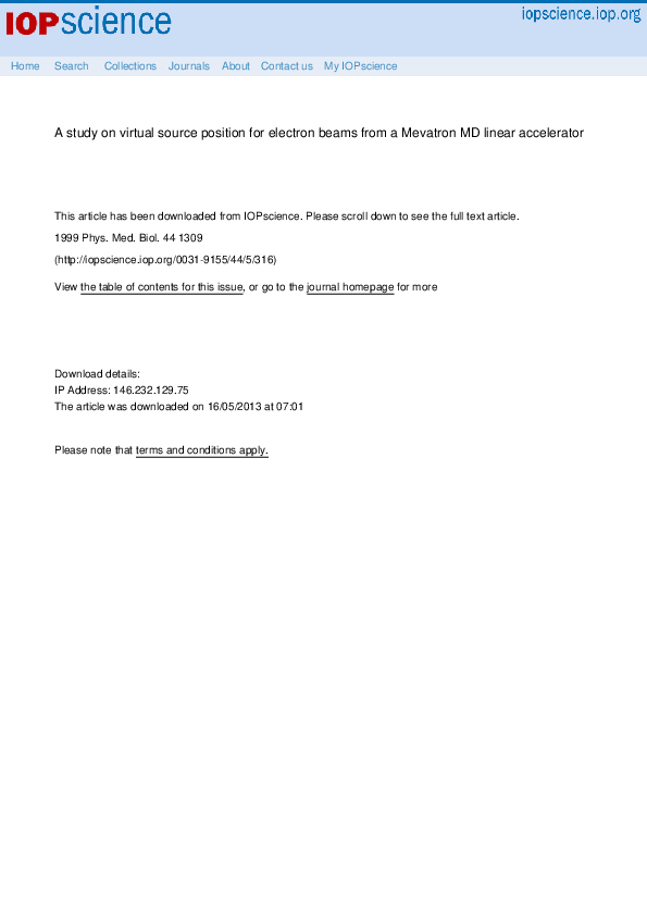 (PDF) A study on virtual source position for electron beams from a ...