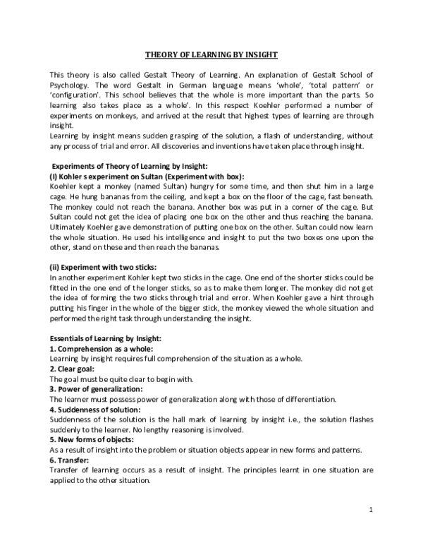 (PDF) Theory ofLearning by Insight