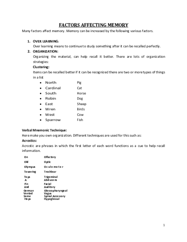 (PDF) Factors affecting memory