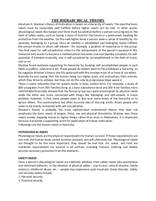 (PDF) Maslow's theory