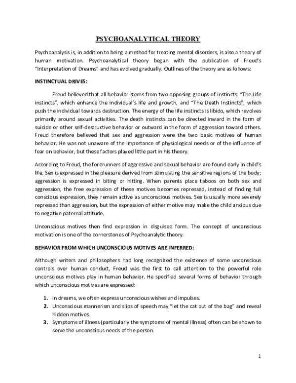 (PDF) Psychoanalytical Theory
