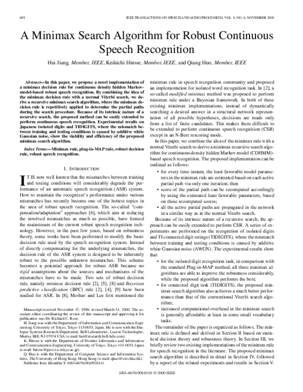 (PDF) A minimax search algorithm for robust continuous speech ...