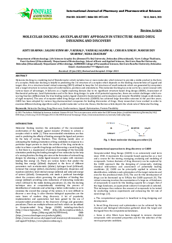 Pdf Molecular Docking An Explanatory Approach In Structure Based
