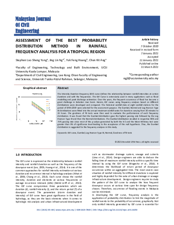 (PDF) Assessment of the Best Probability Distribution Method in ...
