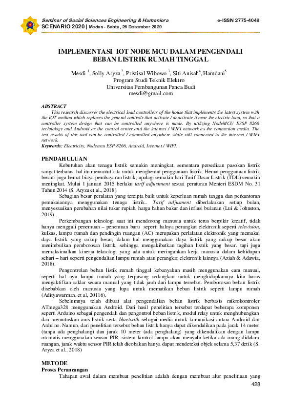 Pdf Implementasi Iot Node Mcu Dalam Pengendali Beban Listrik Rumah