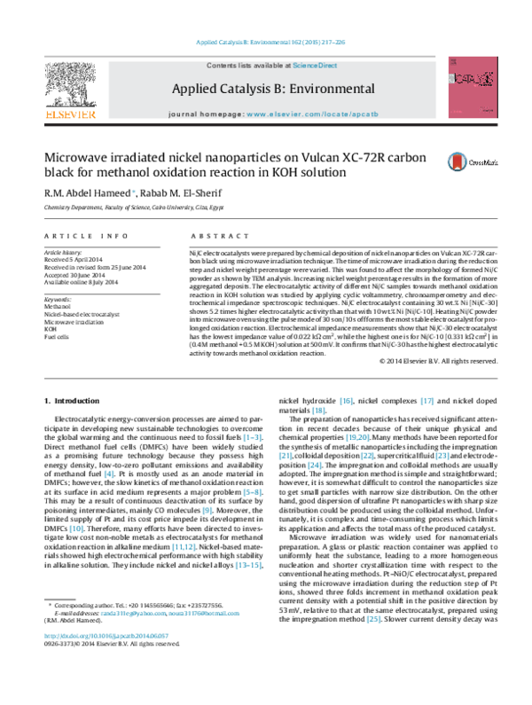 (PDF) Microwave irradiated nickel nanoparticles on Vulcan XC-72R carbon ...