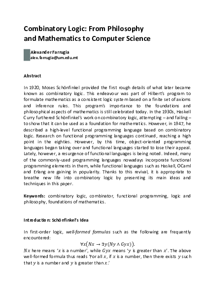 (PDF) Reviving Combinatory Logic and Functional Programming