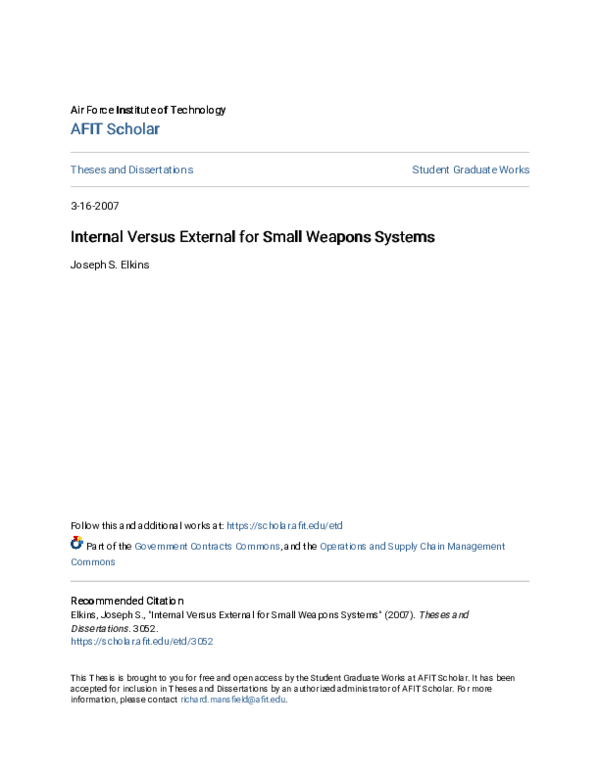 (PDF) Internal Versus External for Small Weapons Systems